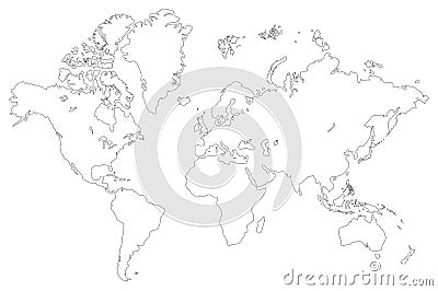 Outlined World Map Cartoon Vector | CartoonDealer.com #13394075