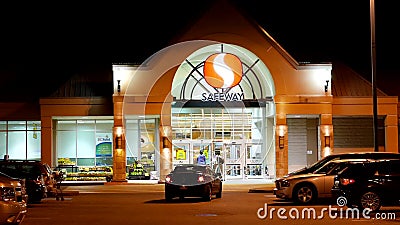 Outside Shot of Safeway Store at Night Stock Footage - Video of ...