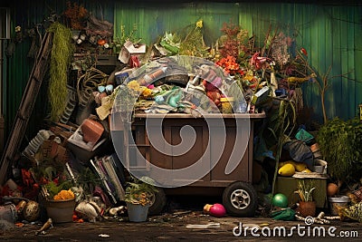 Overfilled Dumpster With Recyclables Mixed In Royalty-Free Stock ...