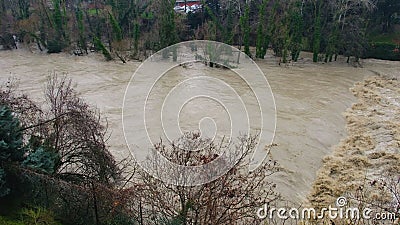 Overflowing river flood stock footage. Video of disaster - 138303058