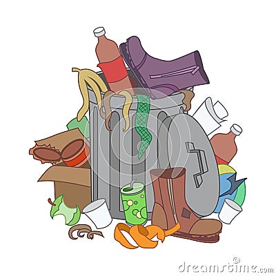 Overflowing Trash Recycle Bin. Waste Have Been Disposed Improper ...