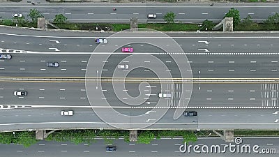 Overhead shot of a freeway stock footage. Video of intersection - 58380380