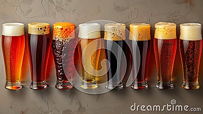 An Overhead Top-down View Of A Collection Of Different Beers, Ales, And ...