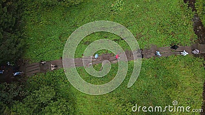 Overhead Top View of People Walking by Trail Road Stock Footage - Video ...