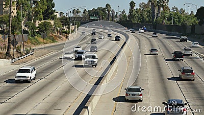 Overhead View of Traffic on Busy 101 Freeway in Los Angeles California ...