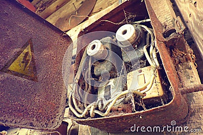 Overloaded Electrical Circuit Causing Electrical Short And Fire. Old ...