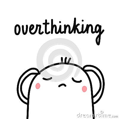 Overthinking Hand Drawn Illustration With Cute Marshmallow For ...