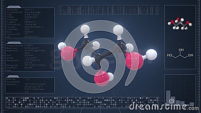 Glycerin Molecule with Description on the Computer Screen, Loopable 3d ...