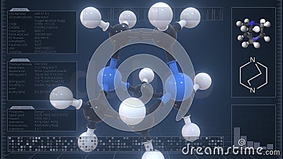 Overview of the Molecule of Dabco on the Computer Screen. Loopable 3d ...