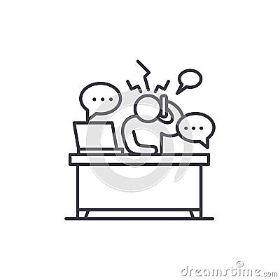 Overwork At Work Line Icon Concept. Overwork At Work Vector Linear ...