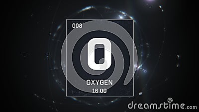 Oxygen As Element 8 Of The Periodic Table 3D Animation On Silver ...