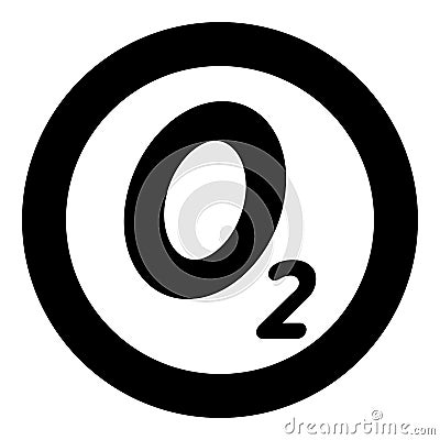 Oxygen Chemical Formula O2 Air Icon In Circle Round Black Color Vector ...