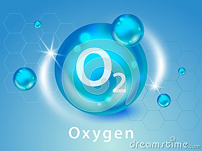 Oxygen O2 Molecule Models Blue Background Vector Illustration. Oxygen ...