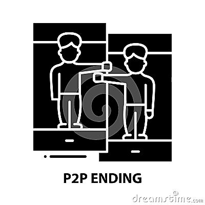 P2p Ending Icon, Black Vector Sign With Editable Strokes, Concept ...