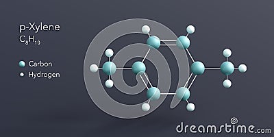 P-xylene Molecule 3d Rendering, Flat Molecular Structure With Chemical ...