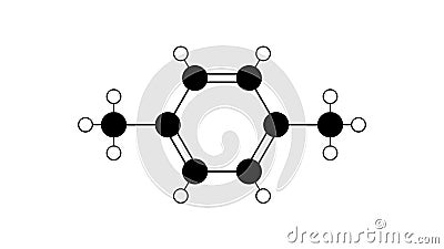 P-xylene Molecule, Structural Chemical Formula, Ball-and-stick Model ...