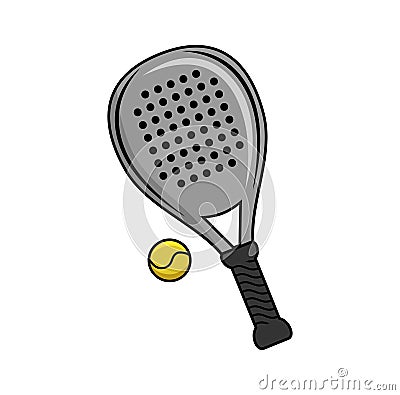 Padel Racket And Ball Design Illustration Cartoon Vector ...