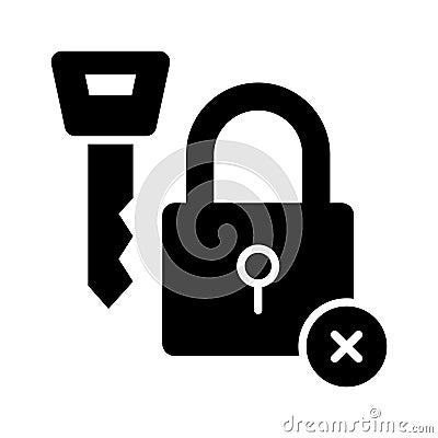 Padlock With Key And Cross Sign, Concept Icon Of Broken Security ...