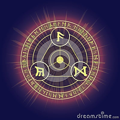 Pagan Ritual Rings With Celtic Runic Symbols Vector Illustration ...