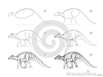 Page Shows How To Learn To Draw Sketch Of Edmontosaurus. Creation Step ...
