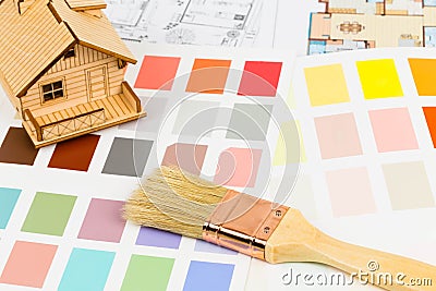 Paint Color Sample Catalog With Brush, Drawing Royalty-Free Stock Image ...