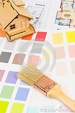 Paint Color Sample Catalog With Brush, Drawing Royalty-Free Stock Photo ...