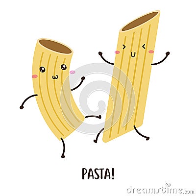 Pair Of Cute Happy Pasta Dancing Vector Design Royalty-Free Stock Photo ...