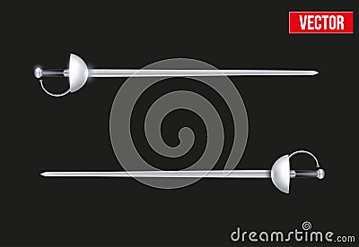 Pair Of Fencing Rapiers. Realistic Vector | CartoonDealer.com #43579291