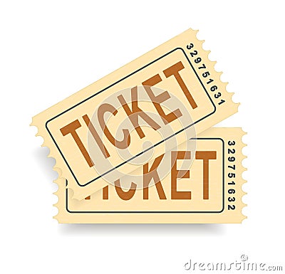 A Pair Of Vintage Tickets With A Tear Line. No Transparency. Ticket ...