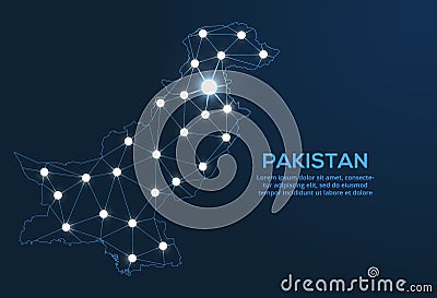 Pakistan Communication Network Map. Vector Low Poly Image Of A Global ...