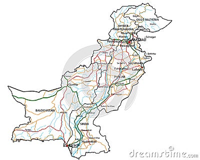 Pakistan Road And Highway Map. Vector Illustration | CartoonDealer.com ...