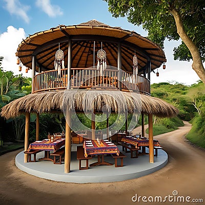 The Palapa Has A Round Base With Three Levels With Swimming Pool And A ...