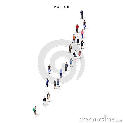 Palau Population Map. Large Group Of People In A Shape Of Palauan Map ...