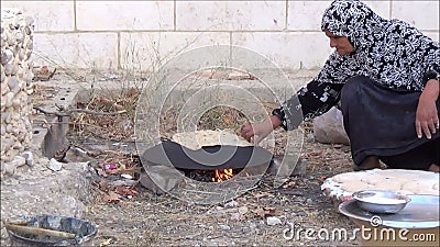 Palestinian Woman Baking Bread 1 Stock Footage - Video of bread ...