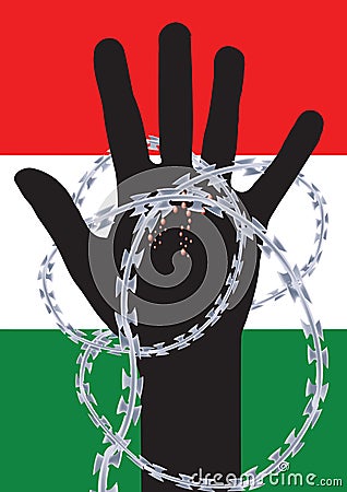 Palm Of Black Hand Raised In Protest Vector Illustration ...