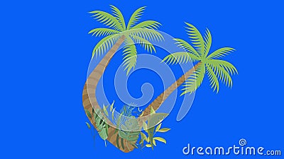 Palm Tree Moving by Wind, Chroma Key, Seamless Loop Animation Stock ...