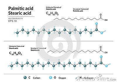 Palmitic And Stearic Acids. Hexadecenoic And Octadecanoic Acids ...