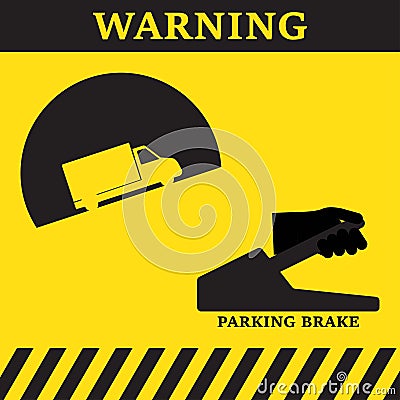 Parking Brake Symbol With Van And Hand On Brake Stock Photo ...