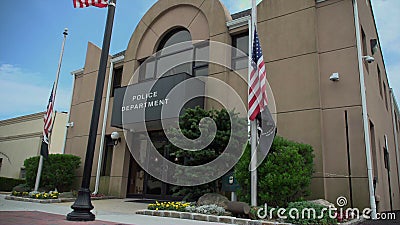 Pan Down To the Front of a Generic Police Station Stock Video - Video ...