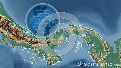 Panama and Globe. Relief stock footage. Video of cartography - 247315718