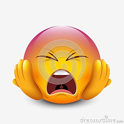 Panic Emoticon Holding Head, Emoji, Smiley - Vector Illustration ...