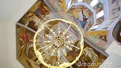Panning of Ceiling of Orthodox Cathedral Stock Video - Video of apostle ...