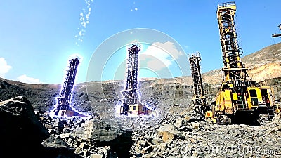 Drilling Rig. Iron Ore Mining Visualization. Drilling Machine in a ...