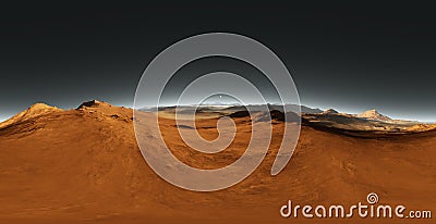 Panorama Of Mars Sunset, Environment HDRI Map. Equirectangular ...
