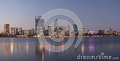 Perth Skyline at Night stock image. Image of city, night - 36188725
