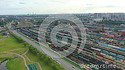 Panoramic Aerial View of a Large Sorting Marshalling Yard Railway ...