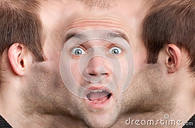 Panoramic Face Of Frightened Man Royalty Free Stock Photo - Image: 18101935