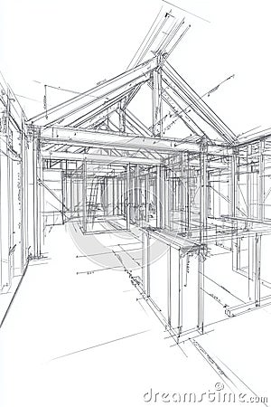 Panoramic Shot Of An Open-plan Living Space Under Construction With ...