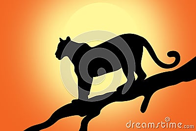 Panther On A Tree At Sunset Royalty Free Stock Photo - Image: 22172095