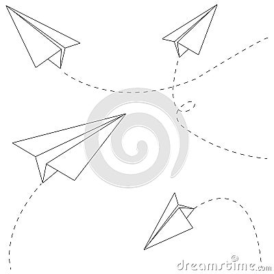 Paper Airplanes Flying In The School Classroom. Vector Black And White ...